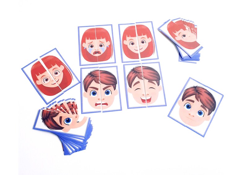 Emotion Flashcards Feelings Flash Cards Puzzles - Etsy