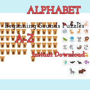 Beginning Sounds Puzzles, Alphabet Matching, Phonics Activity for Kids ...