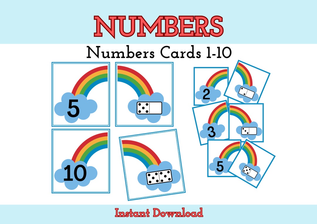 Number Matching Game, Numbers Cardds 1 to 10, Printable Learning ...