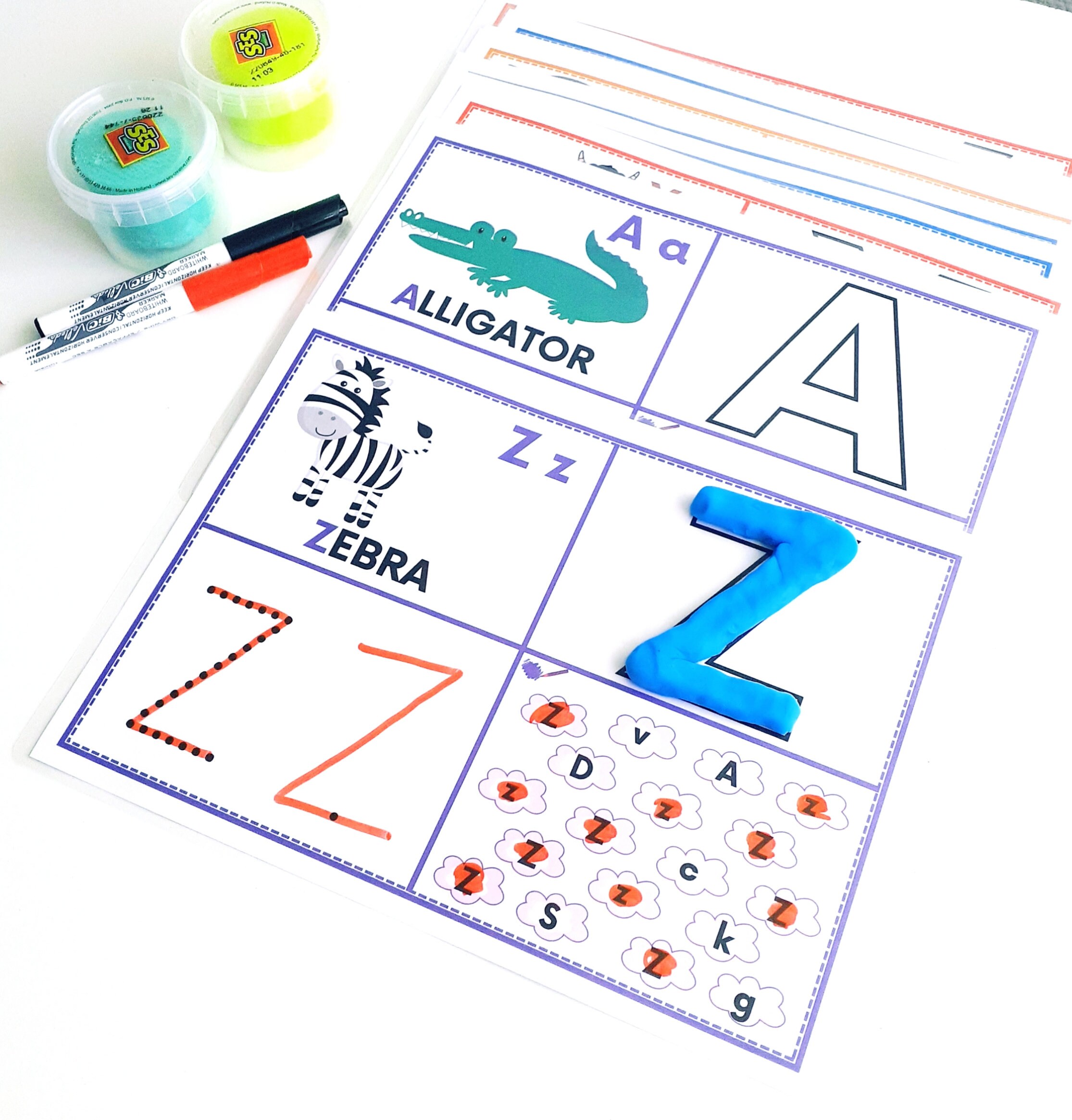 Preschool Printable Alphabet Play Dough Mats ABC Tracing - Etsy