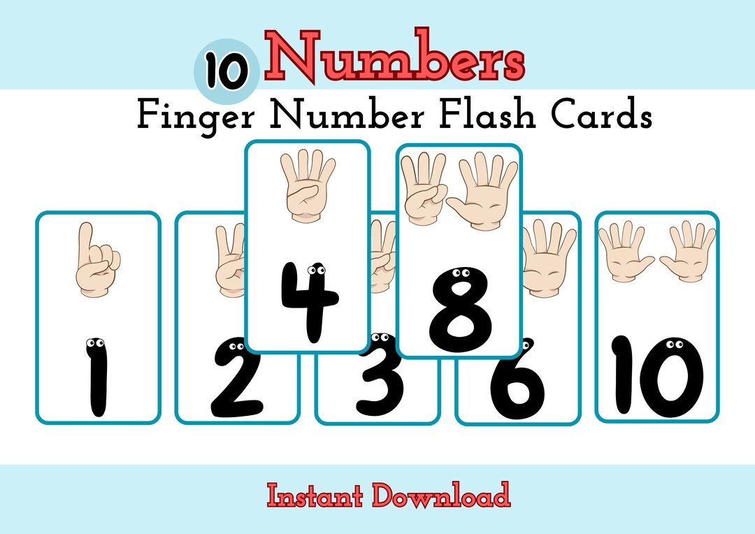 Finger Number Flash Cards, Number Matching Game, Printable Learning ...