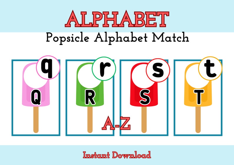 Popsicle Alphabet Match, Alphabet Matching Game, Beginning Sounds ...