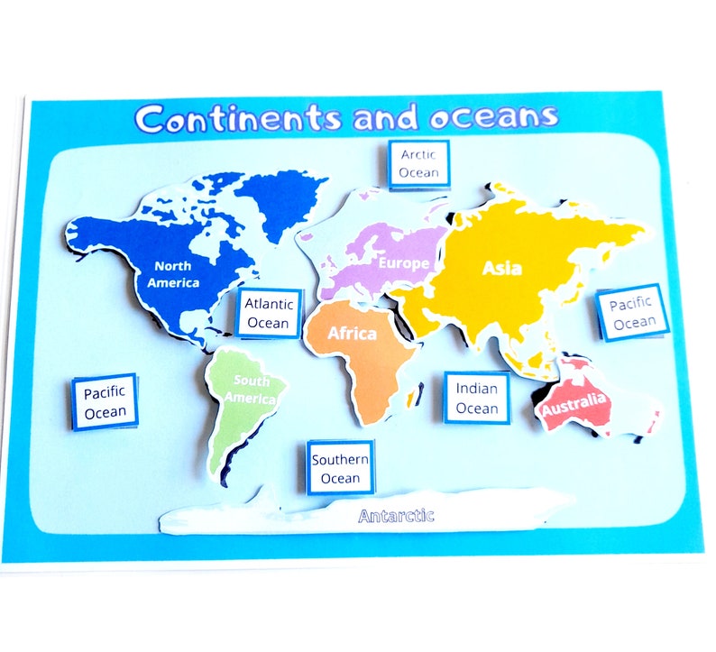 Continents and Oceans, Geography Worksheet, Printables Homeschool ...