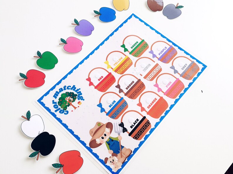 Apple Color Matching Game, Fine Motor Activity - Etsy