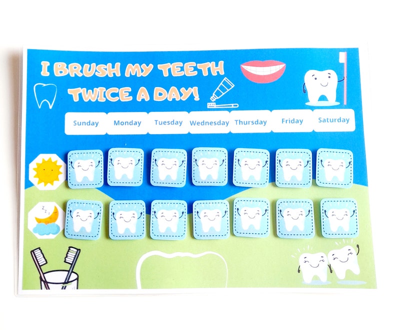 Teeth Brushing Chart Calendar for Kids and Daily Healthy Teeth - Etsy