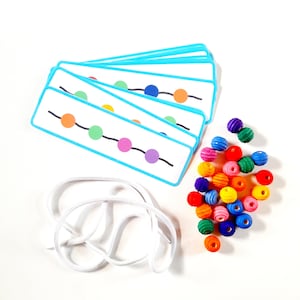 Bead Threading Repeating Pattern Activity and Fine Motor Skills for ...