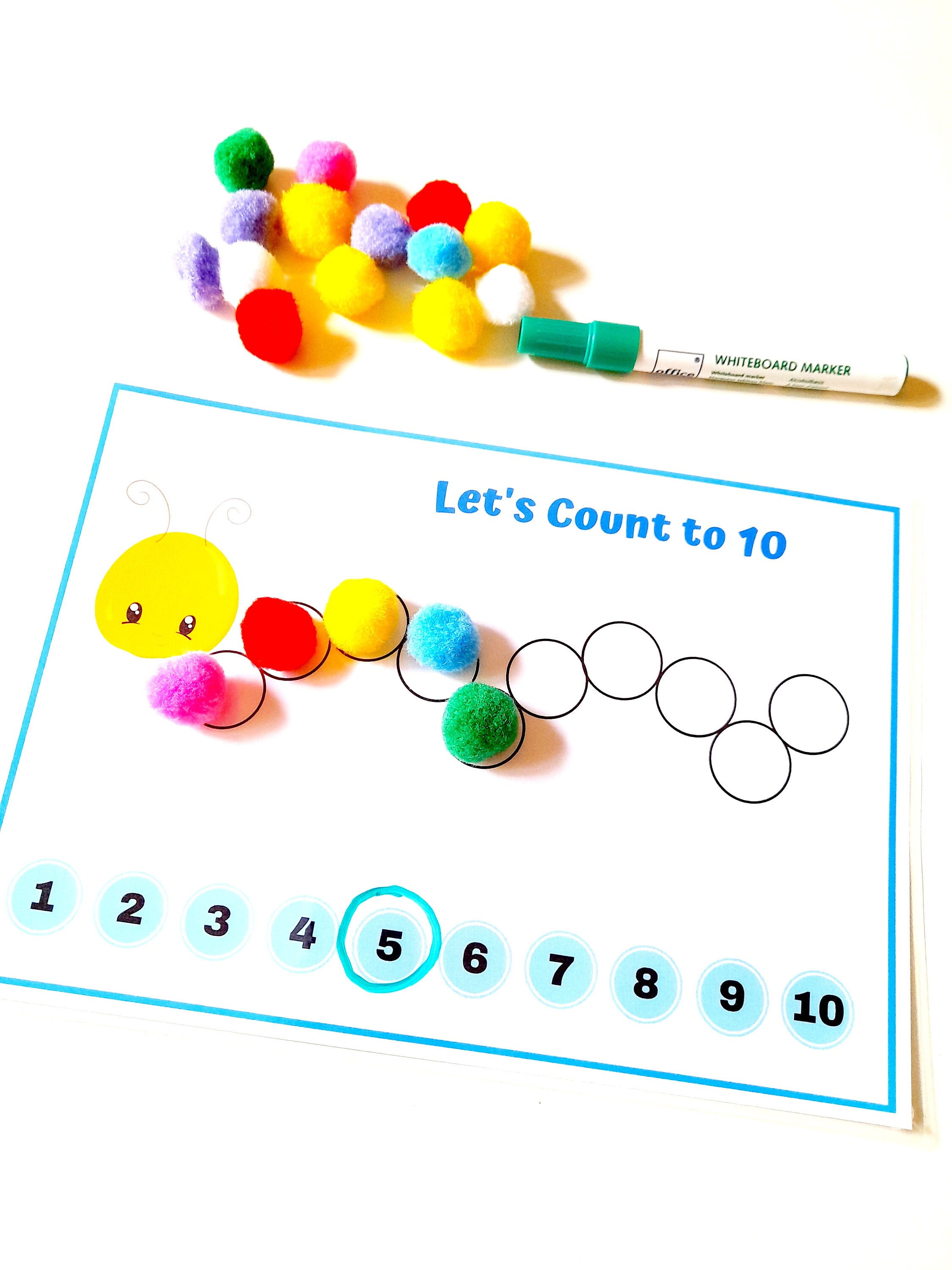 Caterpillar Counting Activity Numbers 1 to 10 Count for Kids (Instant ...