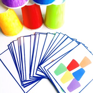 Stacked Cups Pattern Activity, Printable Color Matching Game. - Etsy