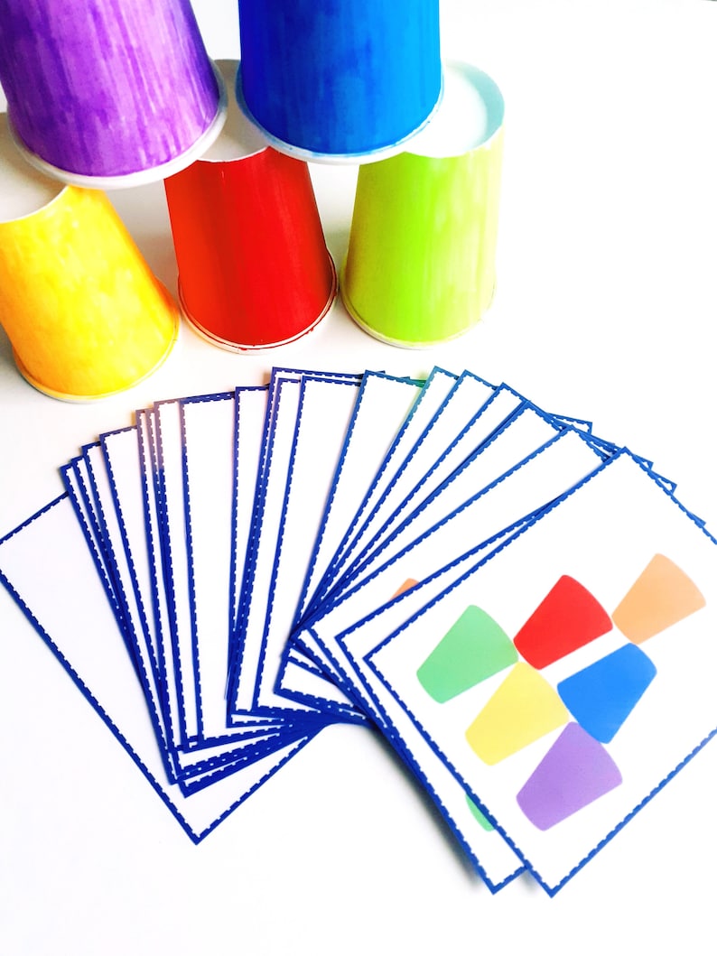Stacked Cups Pattern Activity Printable Color Matching Game. - Etsy