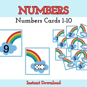 Number Matching Game, Numbers Cardds 1 to 10, Printable Learning ...