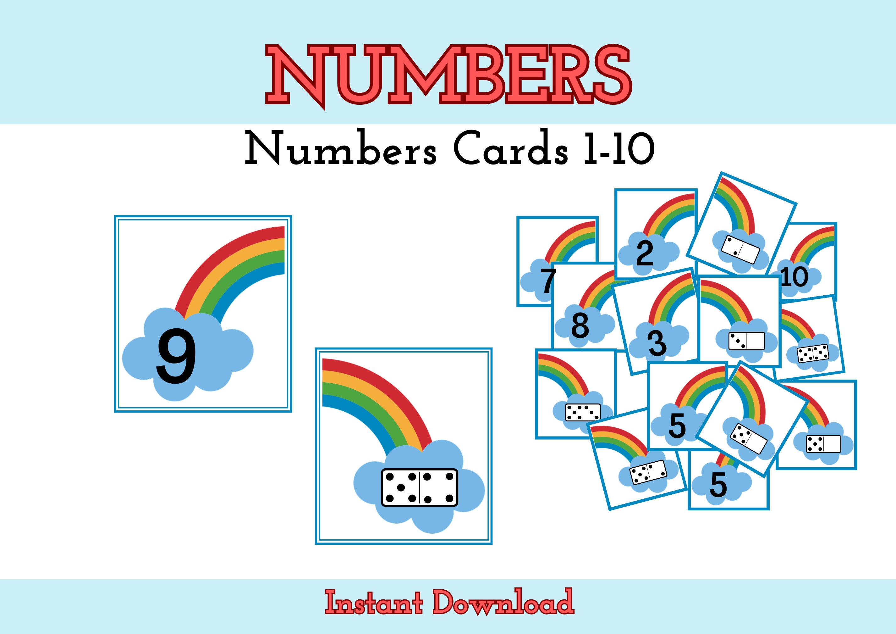 Number Matching Game, Numbers Cardds 1 to 10, Printable Learning ...