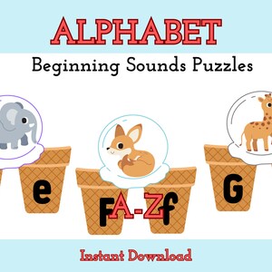 Beginning Sounds Puzzles, Alphabet Matching, Phonics Activity for Kids ...