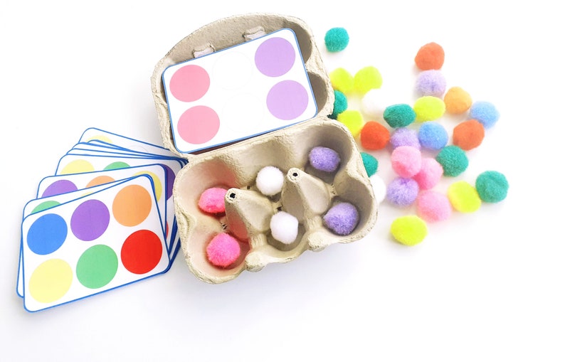 Color Activity With Pompoms and Fine Motor Skills Worksheet for ...