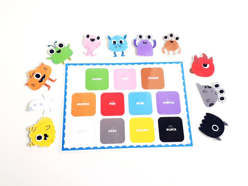 Monster Color Matching Worksheet Printable Color Matching - Etsy