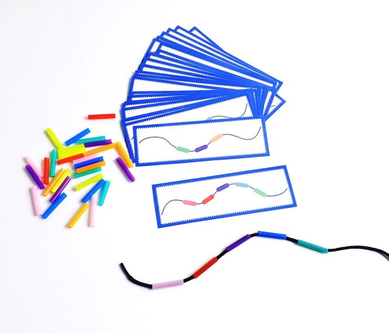 Straw Threading Repeating Pattern Activity and Fine Motor Skills for ...