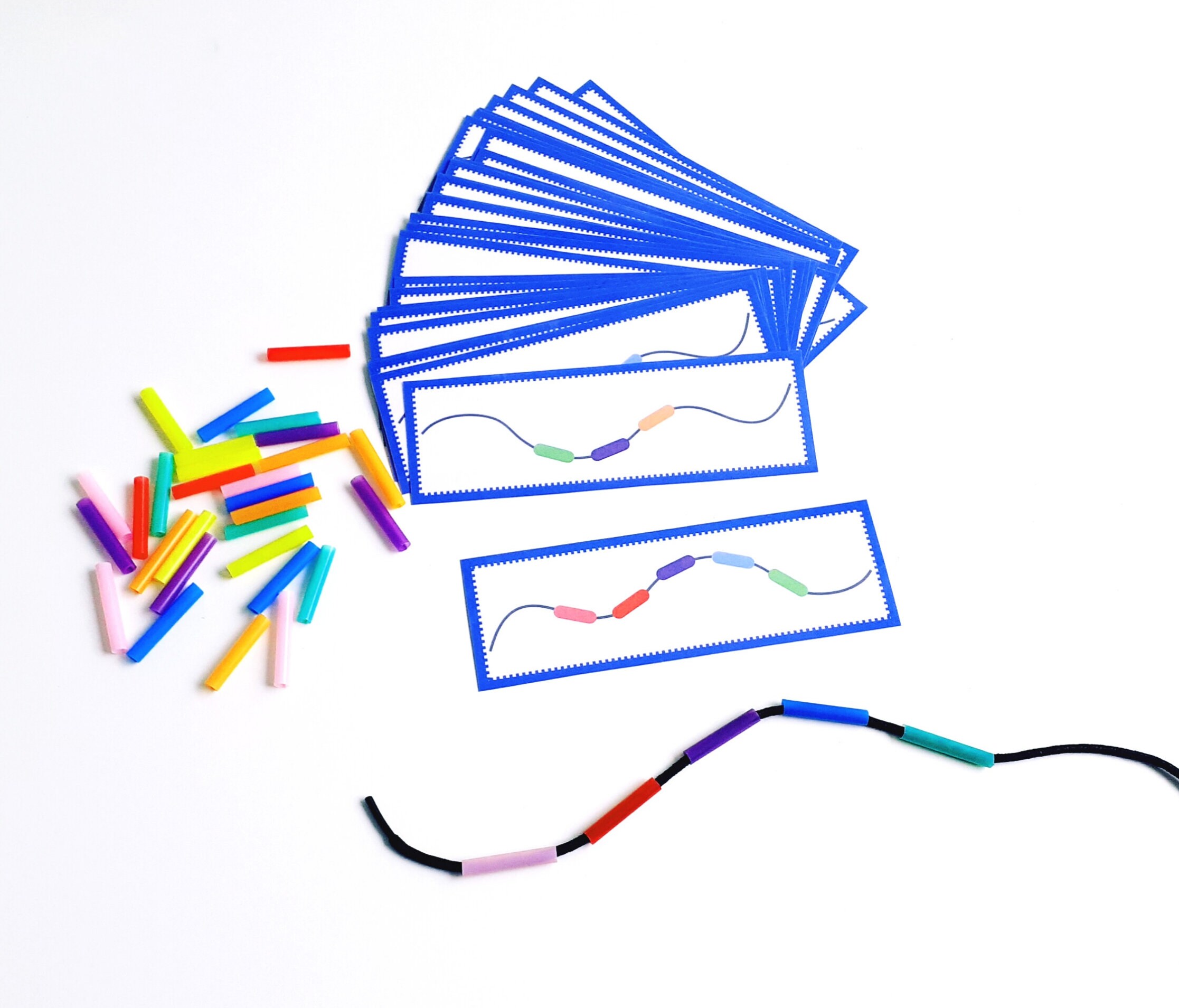 Straw Threading Repeating Pattern Activity and Fine Motor Skills for ...