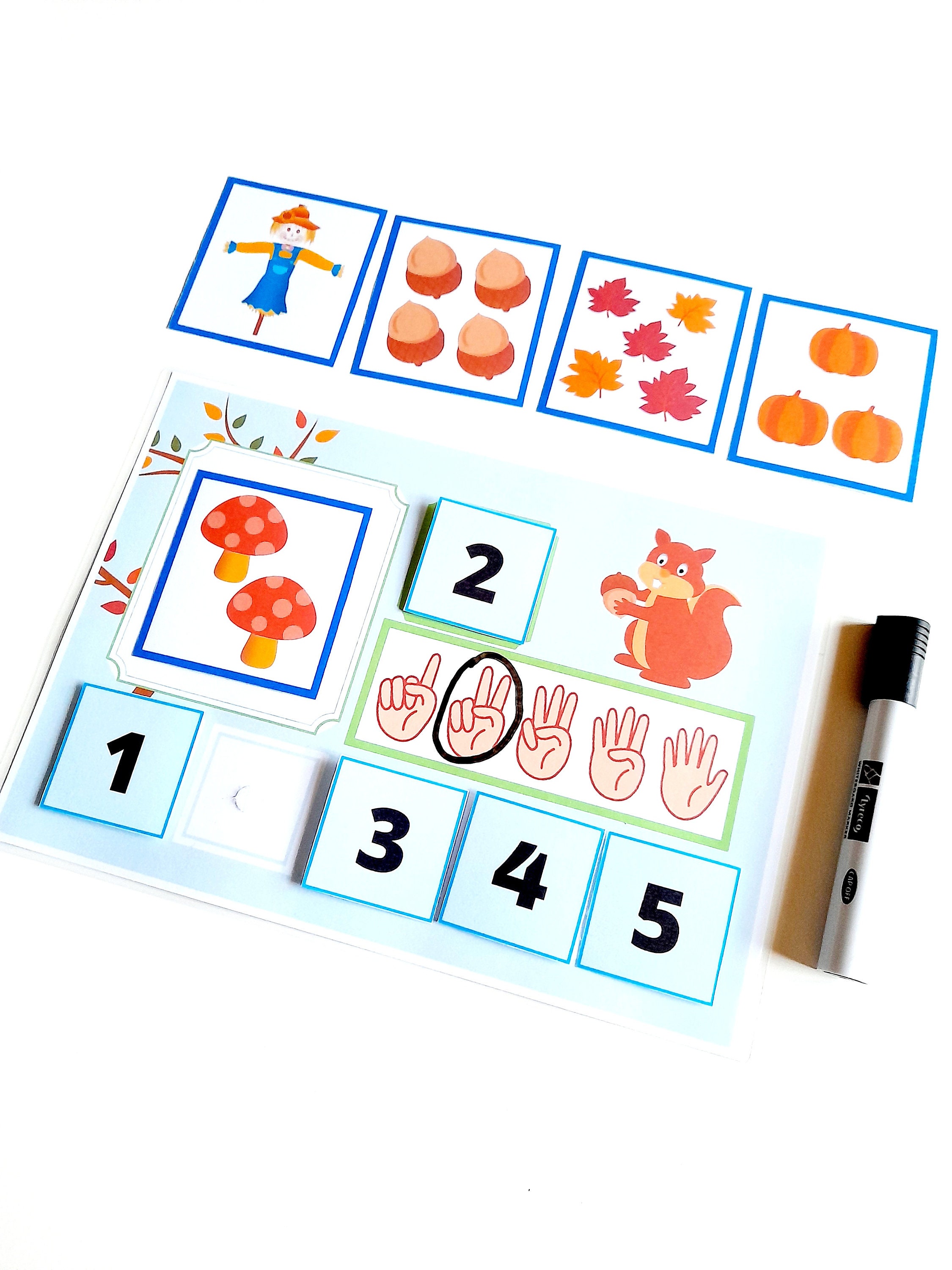 Autumn Counting Activity, Preschool Counting, Kindergarten Worksheets ...
