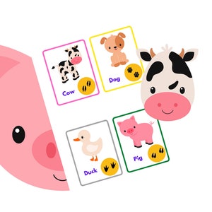 11 Printable Farm Animals Flashcards, Animal Footprints - Etsy
