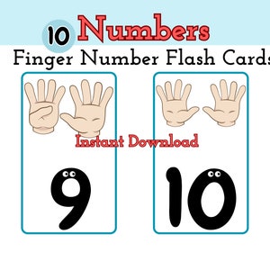 Finger Number Flash Cards, Number Matching Game, Printable Learning ...