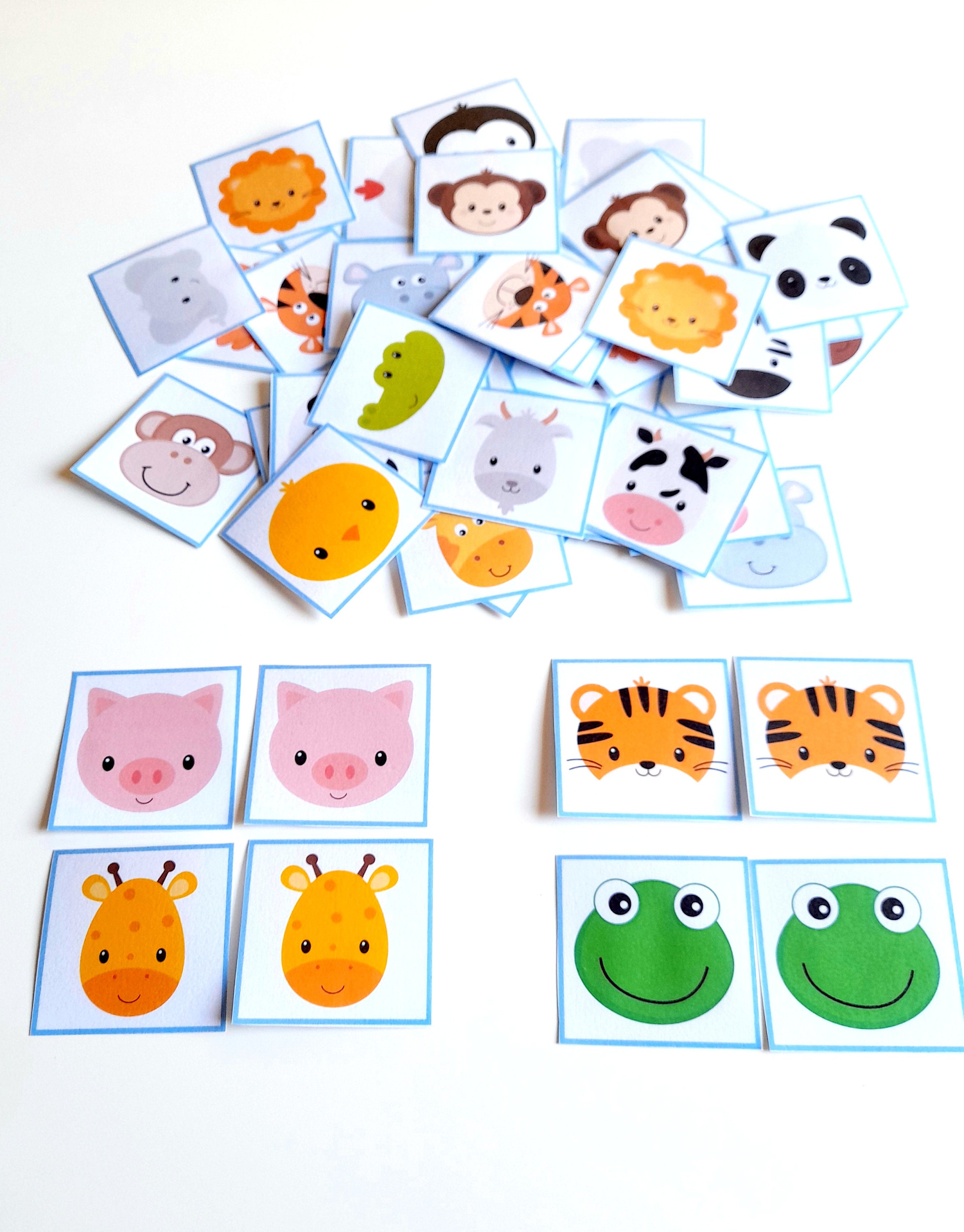 Animal Head Matching Activity and Match the Same Pictures for Toddlers ...