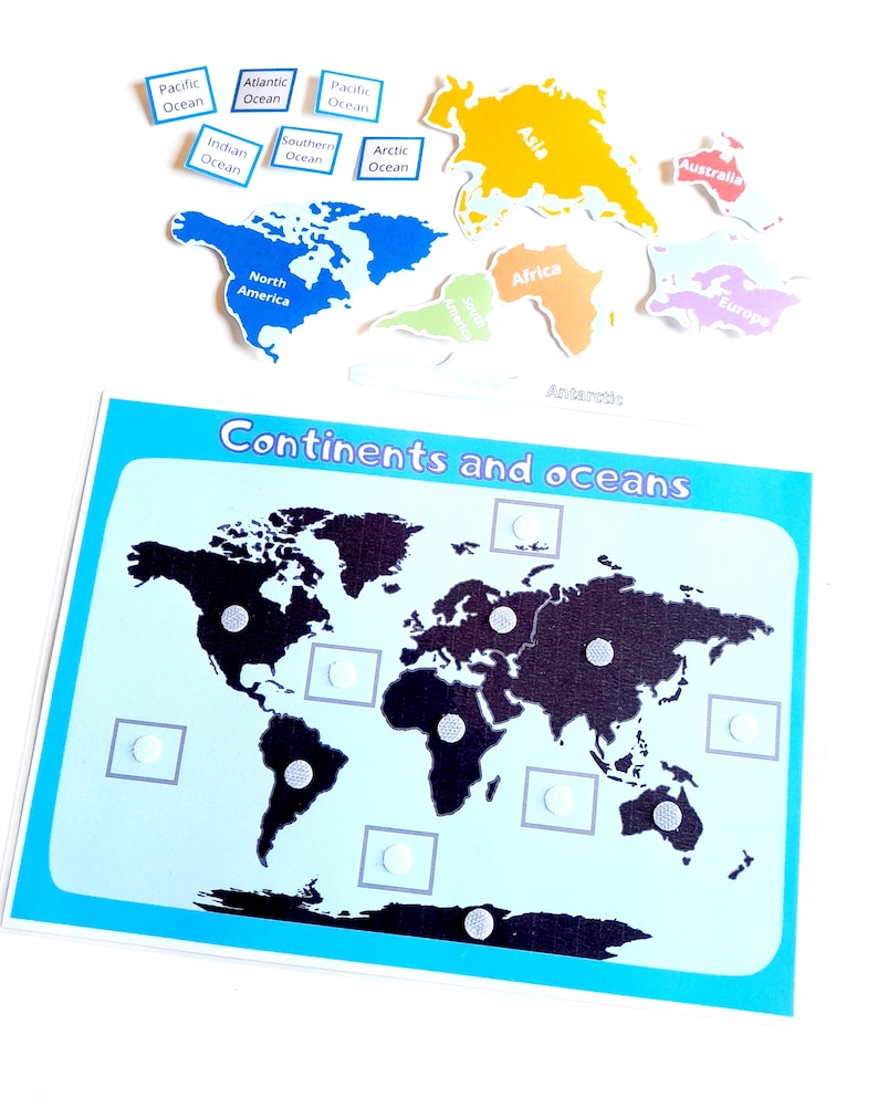 Continents and Oceans, Geography Worksheet, Printables Homeschool ...
