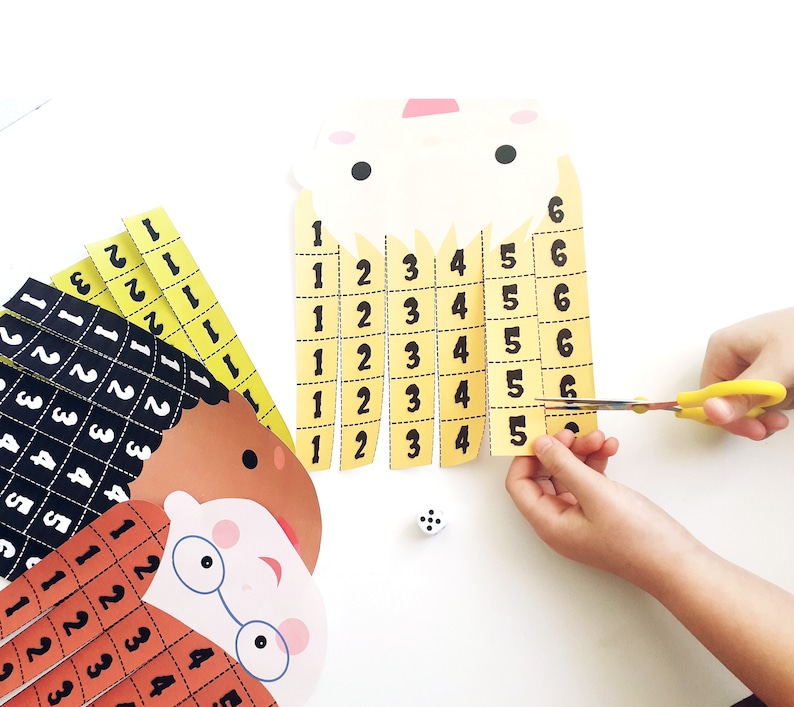 Hair Scissor Skills Activity, Learn Numbers, Cut Activity Worksheets ...
