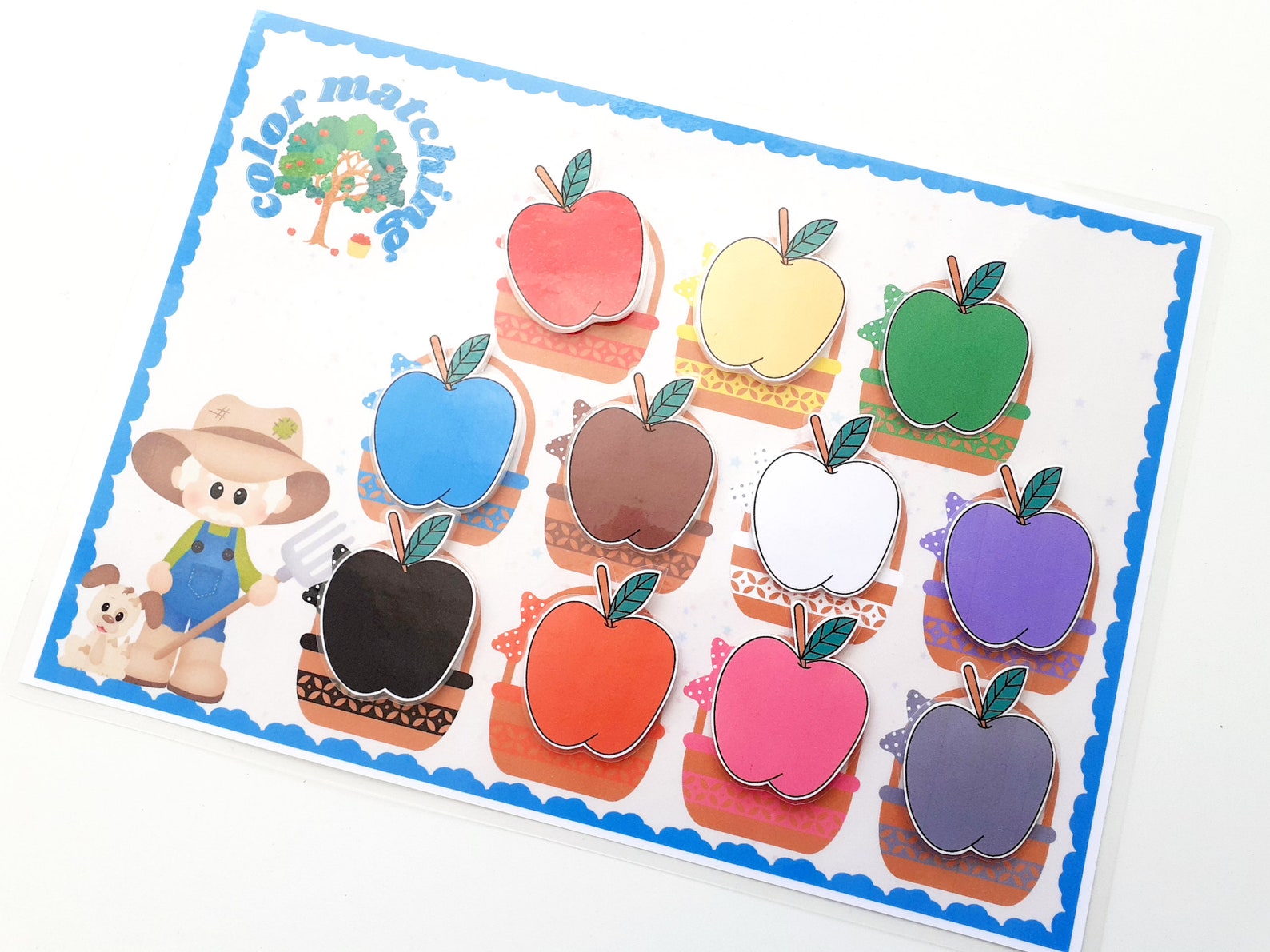 Apple Color Matching Game, Fine Motor Activity - Etsy