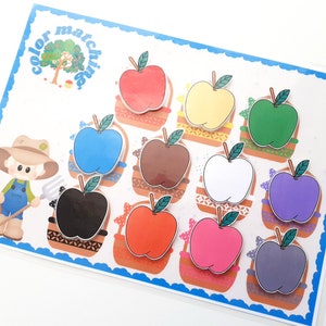Apple Color Matching Game, Fine Motor Activity - Etsy