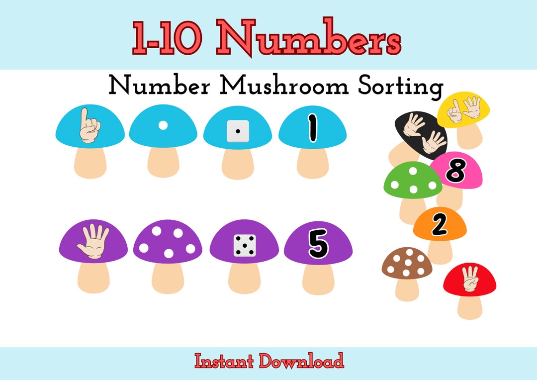 Number Mushroom Sorting, Number Matching Game. - Etsy