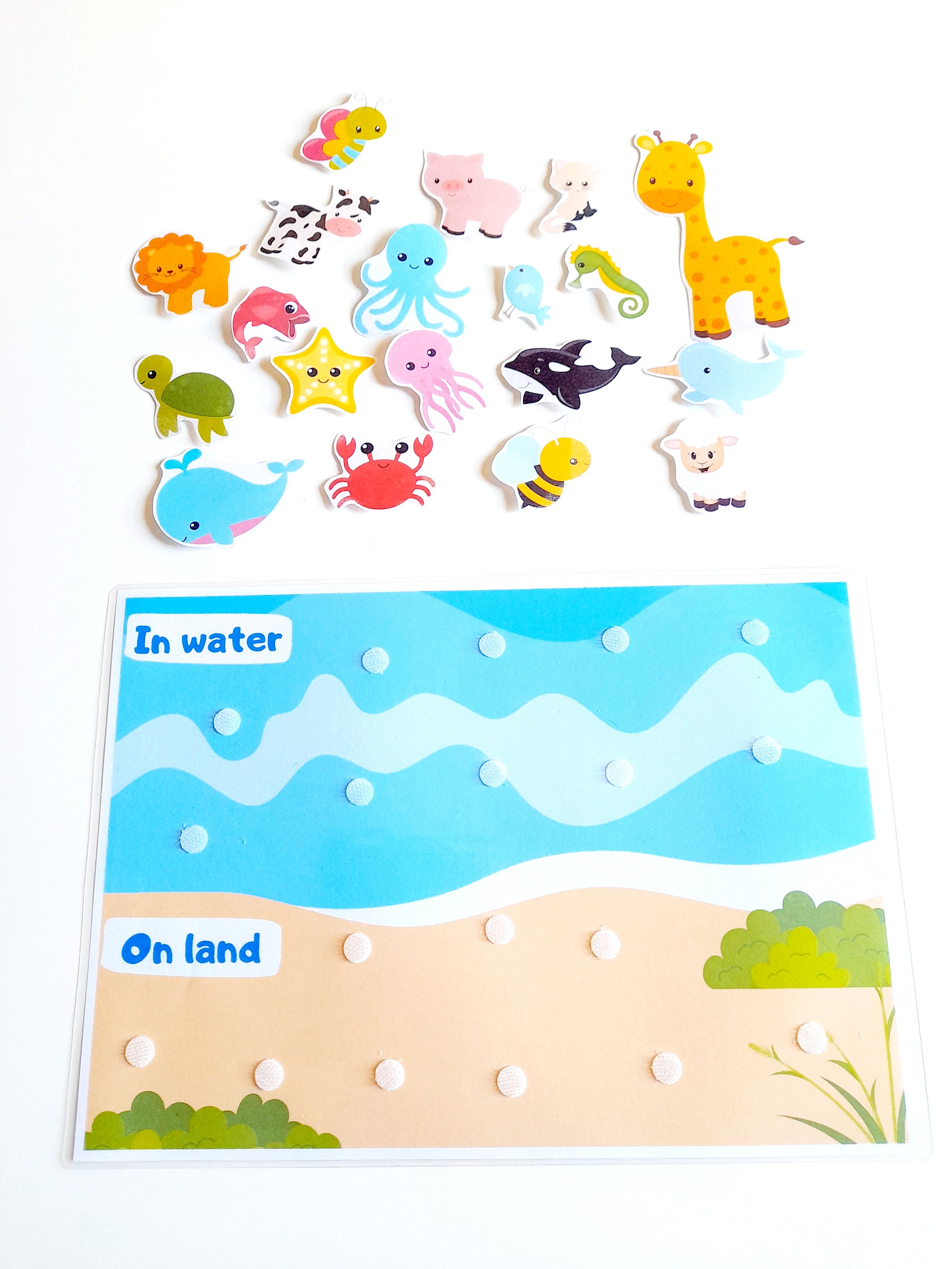 Sorting Land Animals and Water Animals for Toddlers and - Etsy