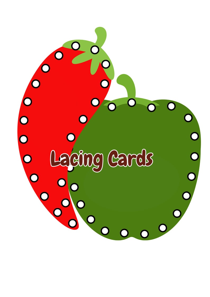 Fruits and Vegetables Lacing Activity, Toddler Lacing Practice, Preschool Fine Motor Skills ...