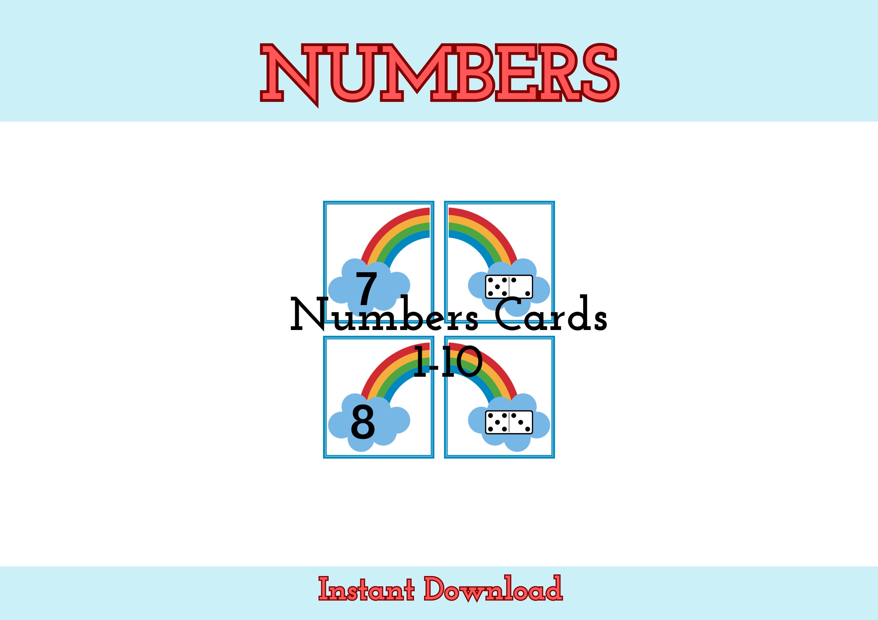 Number Matching Game, Numbers Cardds 1 to 10, Printable Learning ...