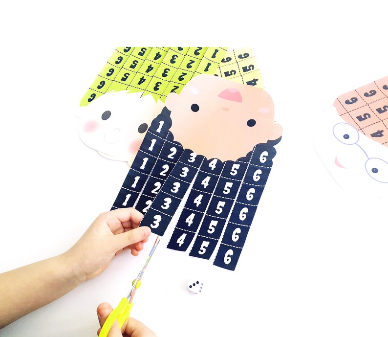 Hair Scissor Skills Activity, Learn Numbers, Cut Activity Worksheets ...