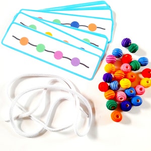 Bead Threading Repeating Pattern Activity and Fine Motor Skills for ...