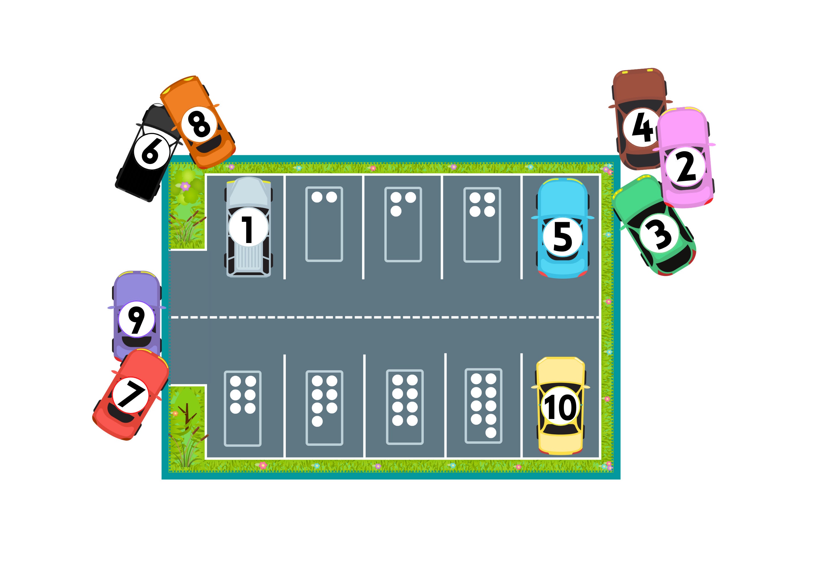 Car Number Matching Printable Learning Numbers Counting - Etsy