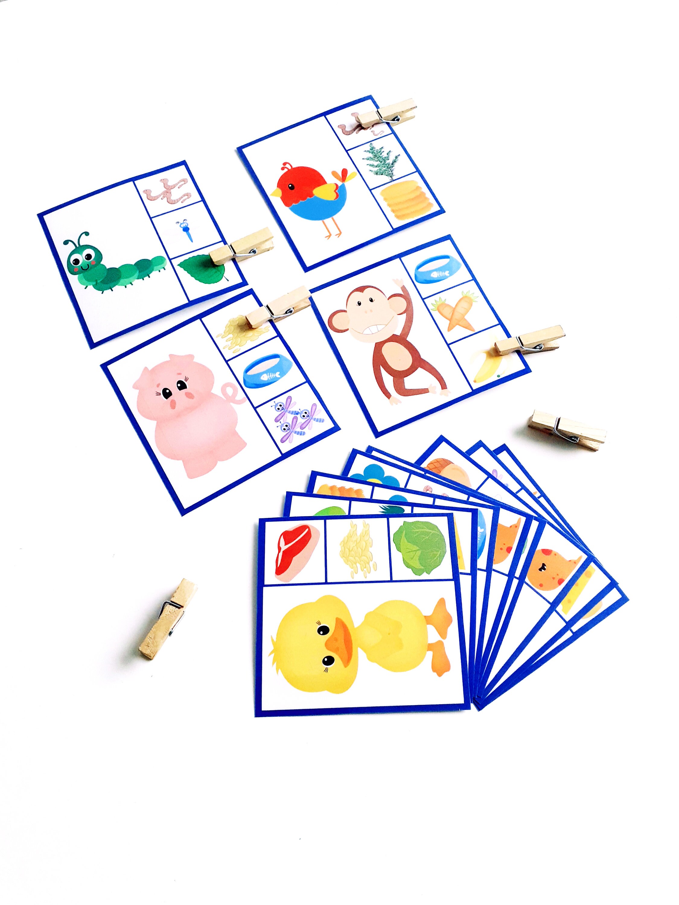 Animals Food, Fine Motor Skills, Animal Matching Game - Etsy