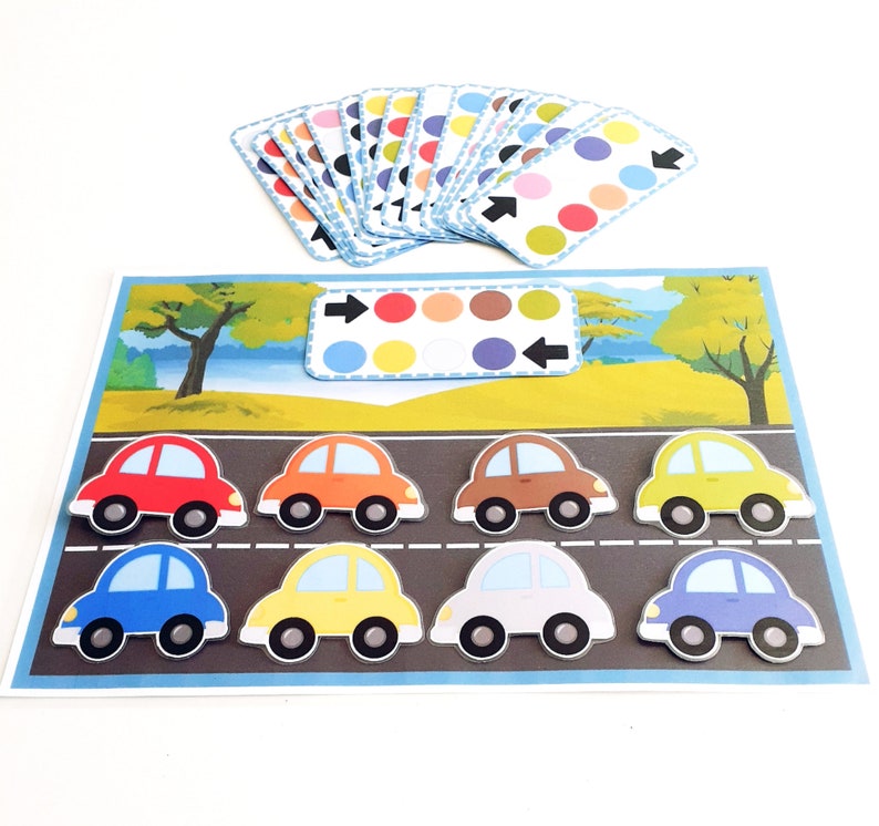 Car Pattern Activity Colors Matching and Fine Motor Skills - Etsy