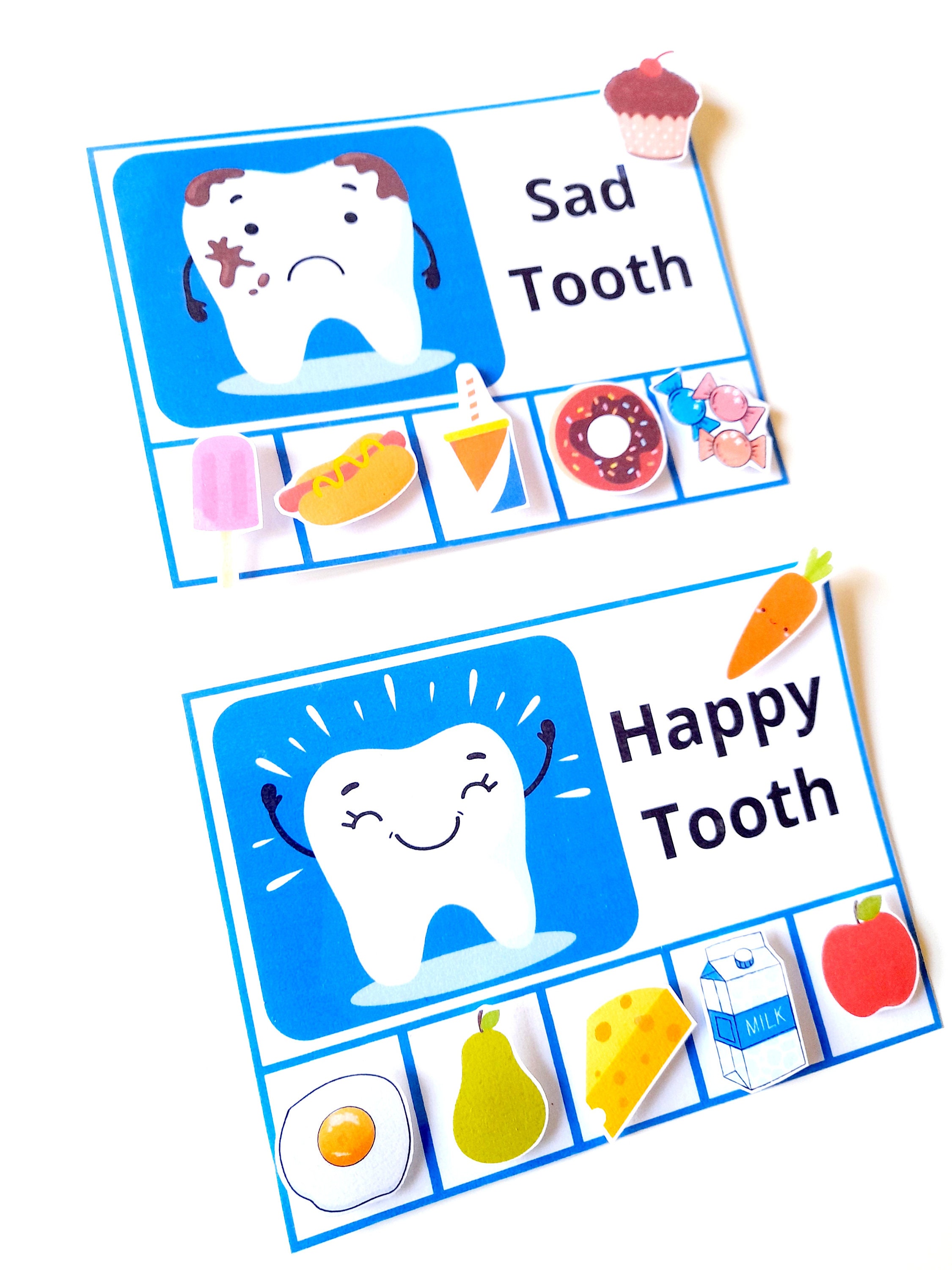 Sad and Happy Tooth, Dental Health Printable Worksheet for Toddlers ...