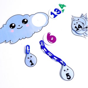 Rain Chains Counting Activity, Fine Motor Counting, Learn Numbers 1-20 ...