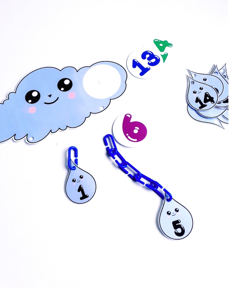 Rain Chains Counting Activity, Fine Motor Counting, Learn Numbers 1-20 ...