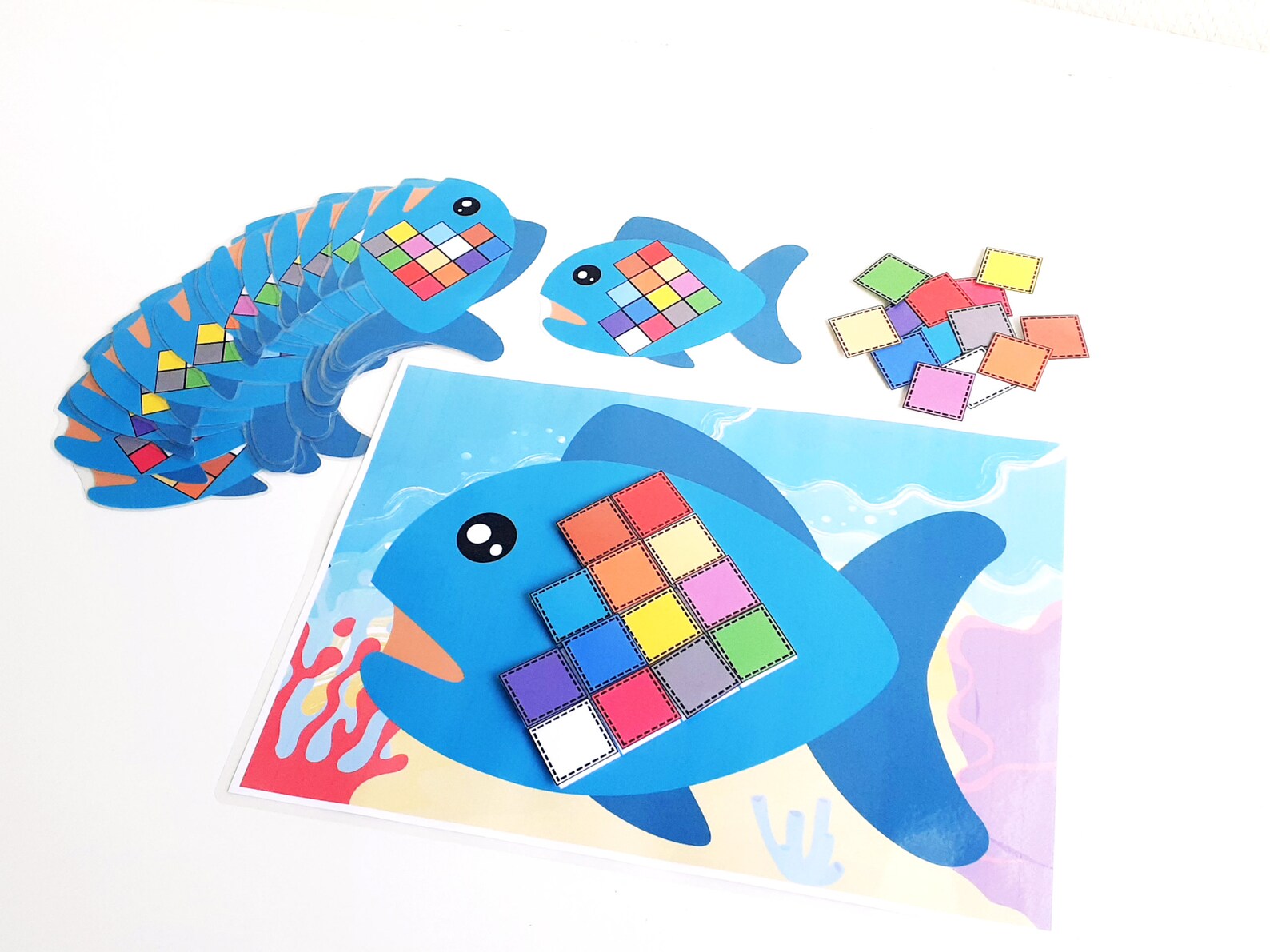 Fish Pattern Activity, Pattern Strips, Color Matching Game, Preschool ...