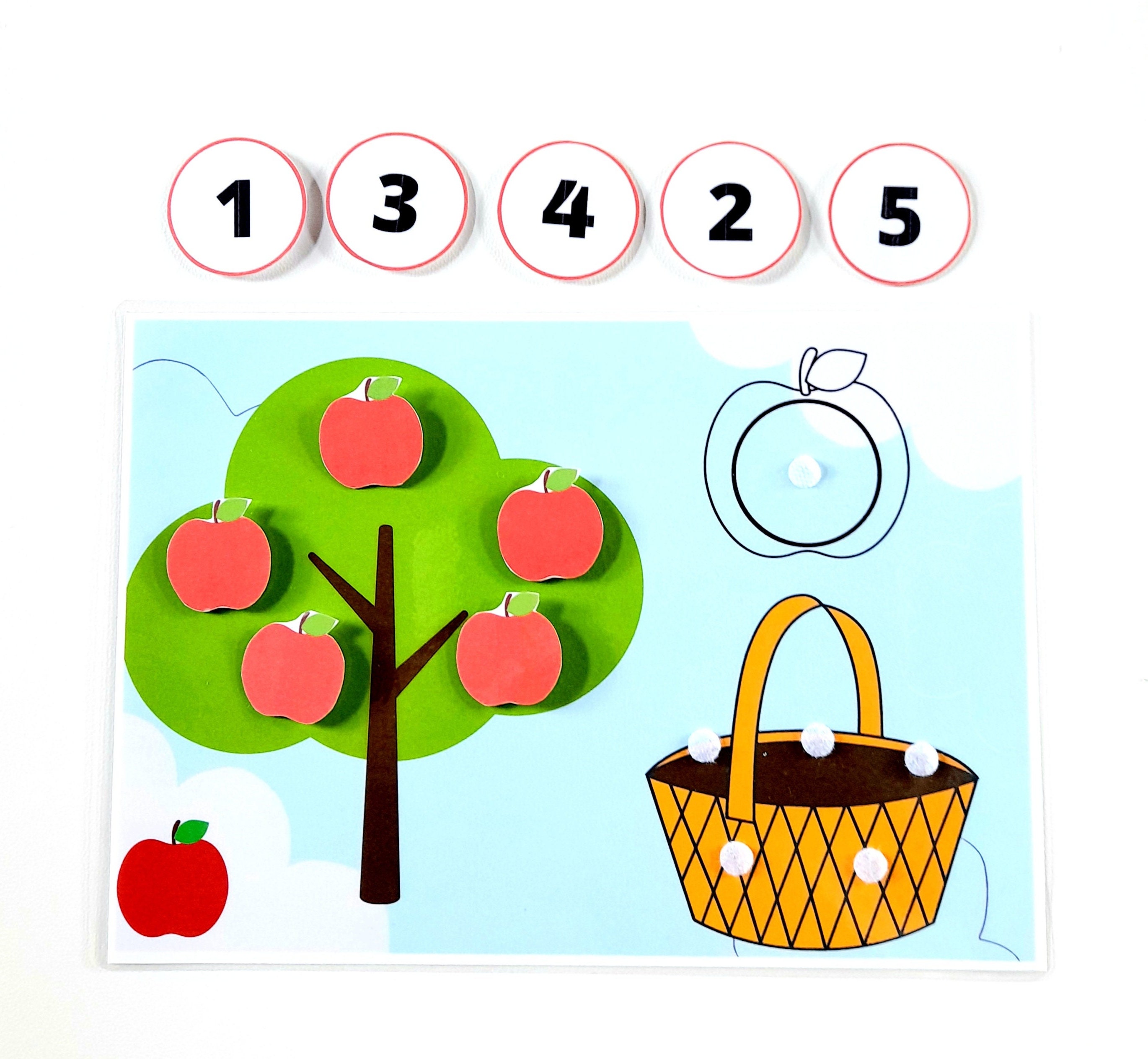 Apple Counting Activity, Preschool Counting, Kindergarten Worksheets ...