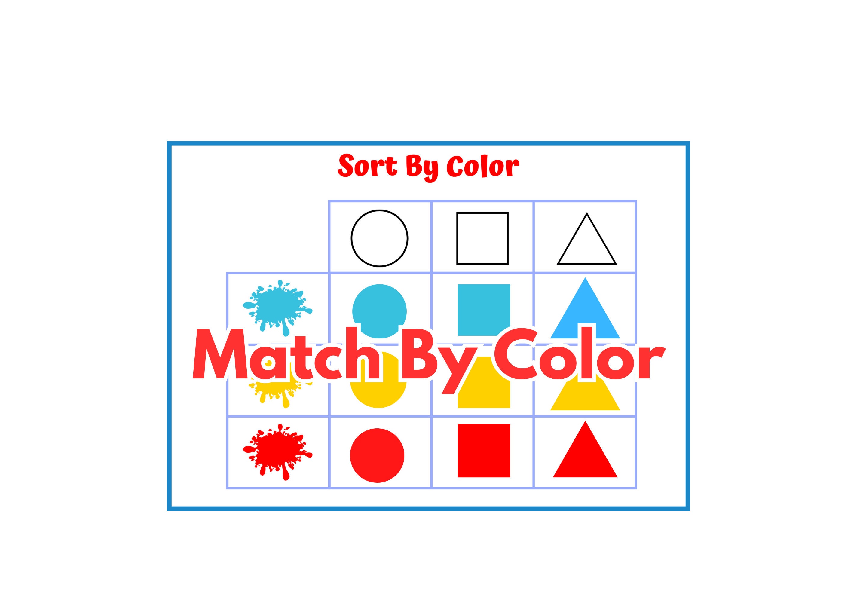 Shapes Sorting Activity by Color, Color Sorting Printable Activity - Etsy