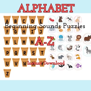 Beginning Sounds Puzzles, Alphabet Matching, Phonics Activity for Kids ...