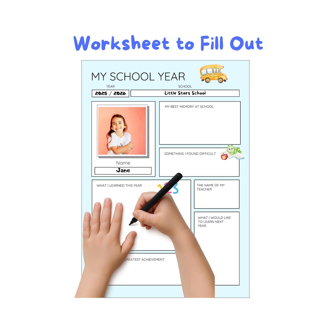 My School Year Printable, End of Year Worksheet for Kids - Etsy Australia