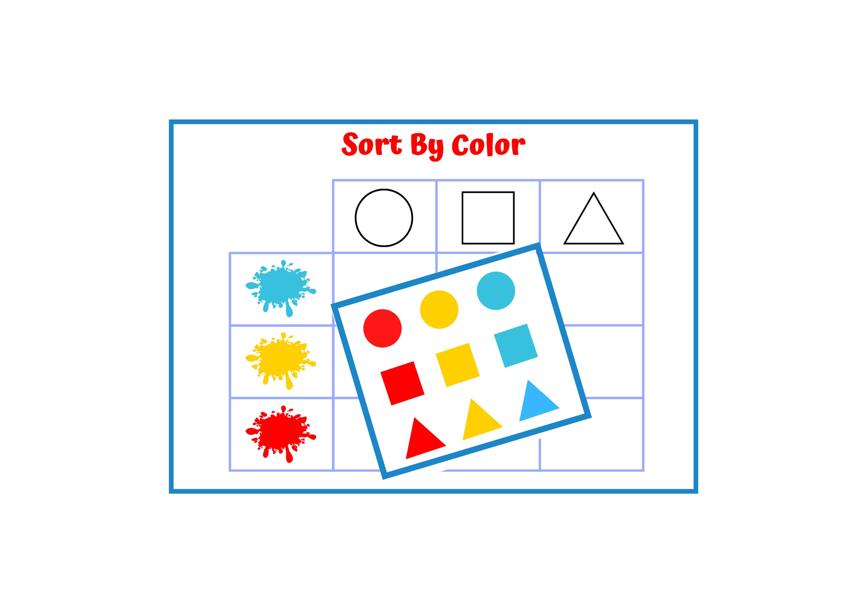 Shapes Sorting Activity by Color, Color Sorting Printable Activity - Etsy