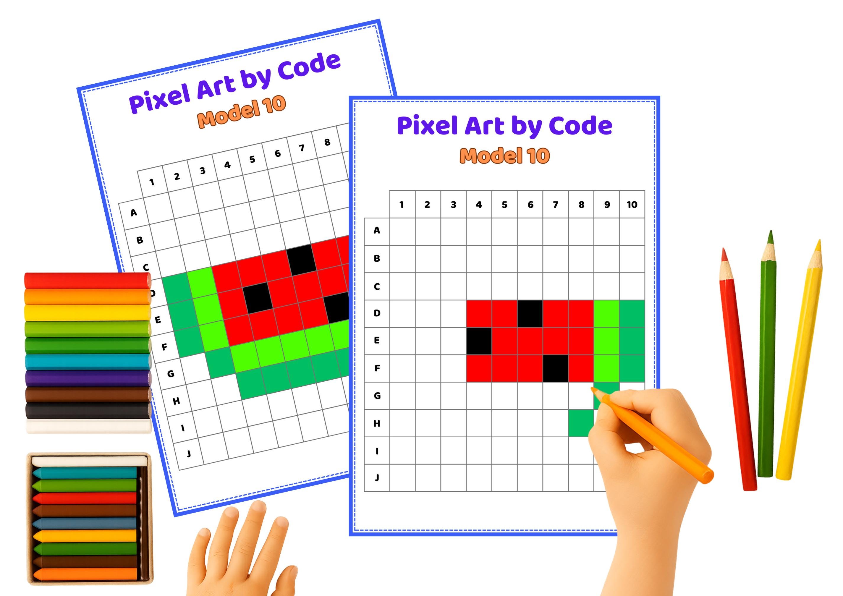 Pixel Art Activity for Kids – 32 Fun Code Coloring Grids + 2 Blank ...