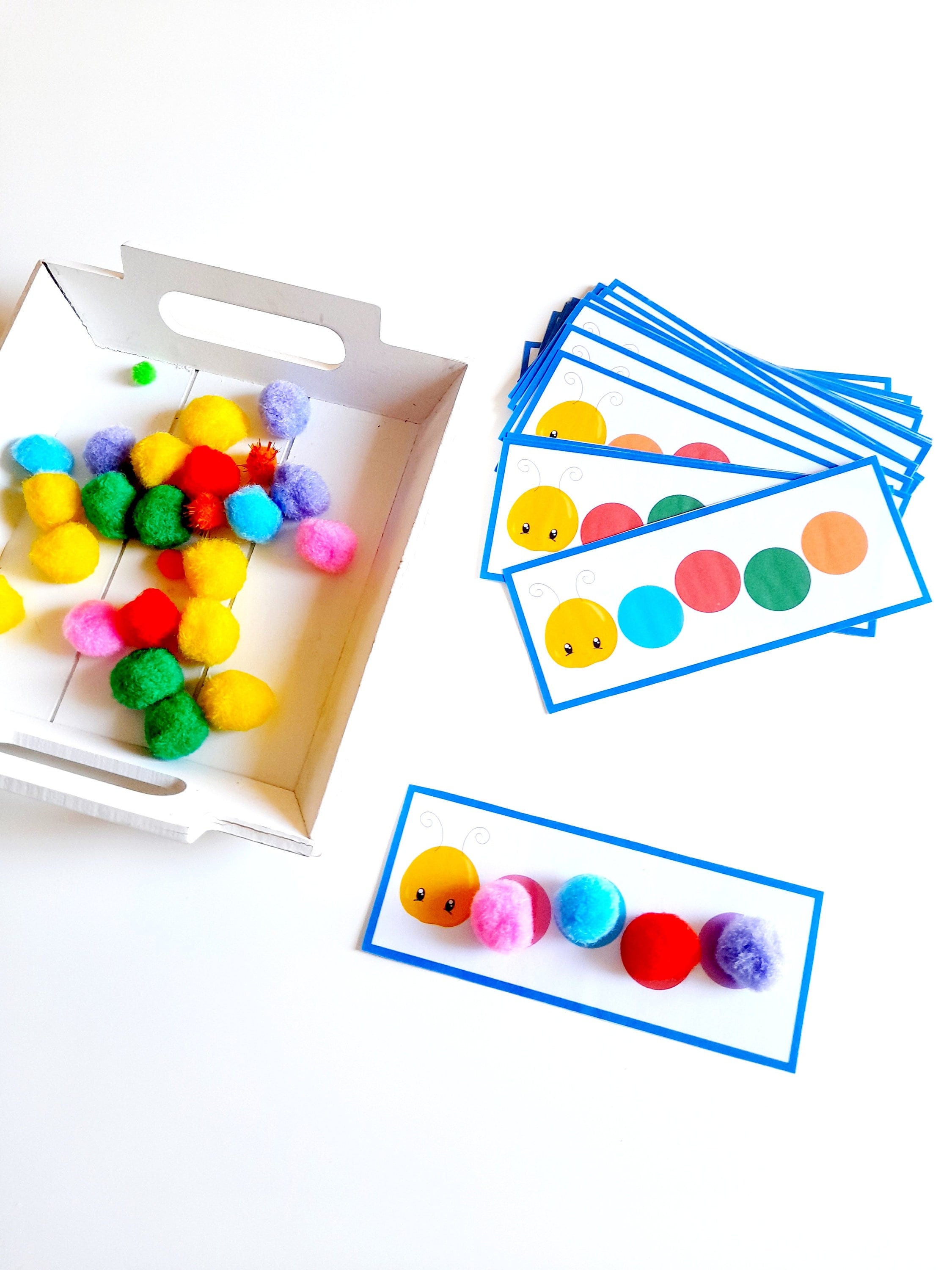 Color Activity With Pompoms and Fine Motor Skills Worksheet for ...