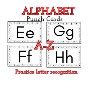 Alphabet Hole Punch Fine Motor Letter Cards for Preschool, Kindergarten ...
