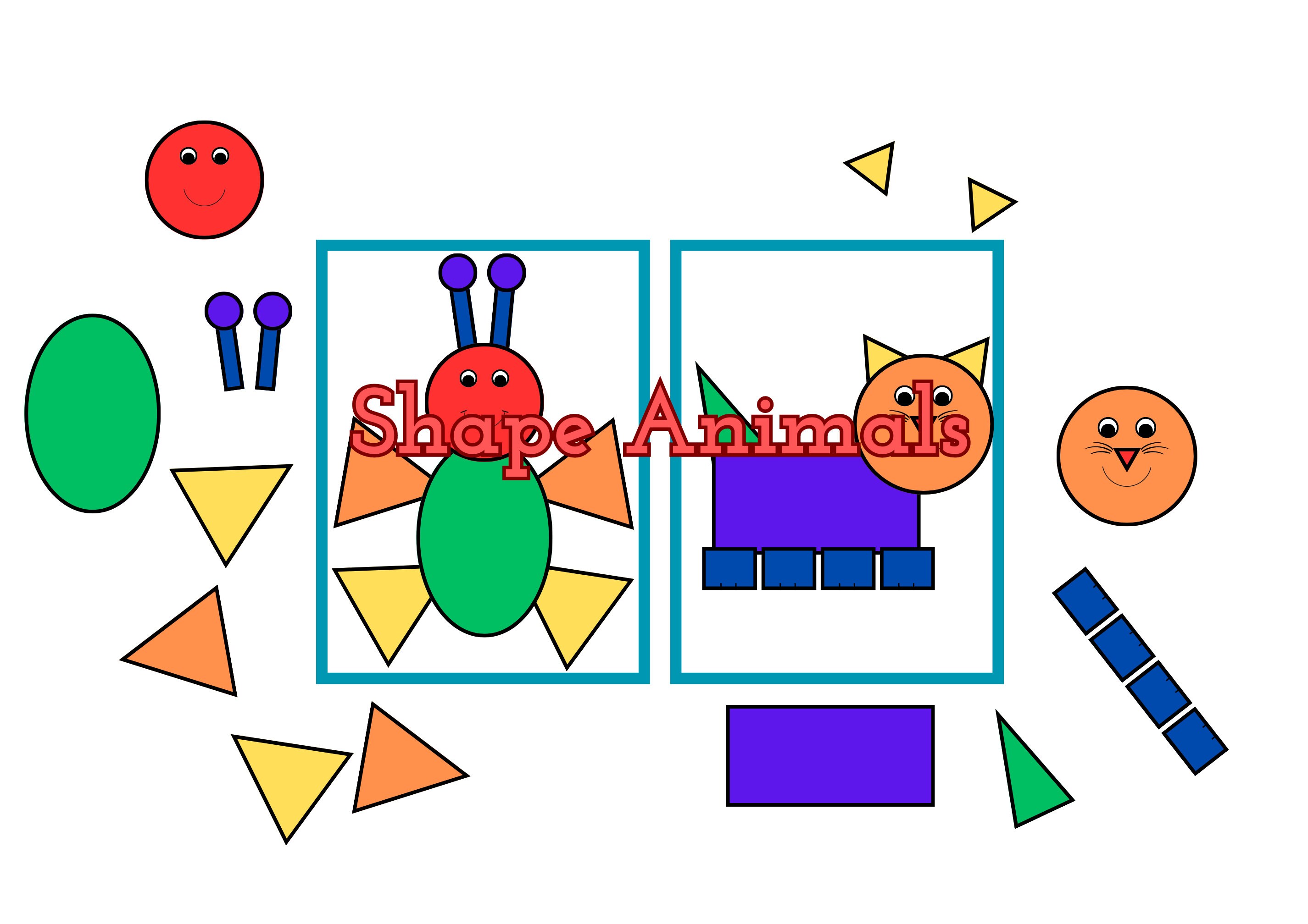 Shape Animals, Shape Matching Game, Puzzle Activity With Shapes. - Etsy